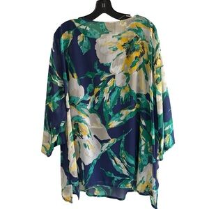 Bob Mackie | Tops | Bob Mackie Floral Printed 34 Sleeve Chiffon Top And ...